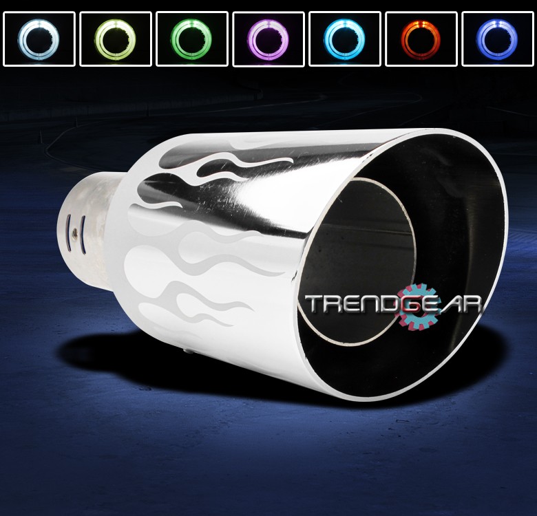UNIVERSAL 4" 7 COLOR LED EXHAUST MUFFLER TIP KIT FIRE FLAME DODGE EAGLE ...