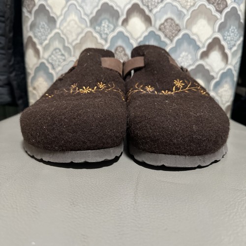 LL Bean Shoes Womens Size 9 Brown Wool Slip On Cork Clogs Embroidered | eBay