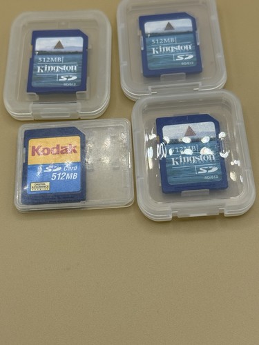 Lot Of 3 Kingston 512MB MEGABYTE SD AND 1 KODAK 512MB Camera Memory ...