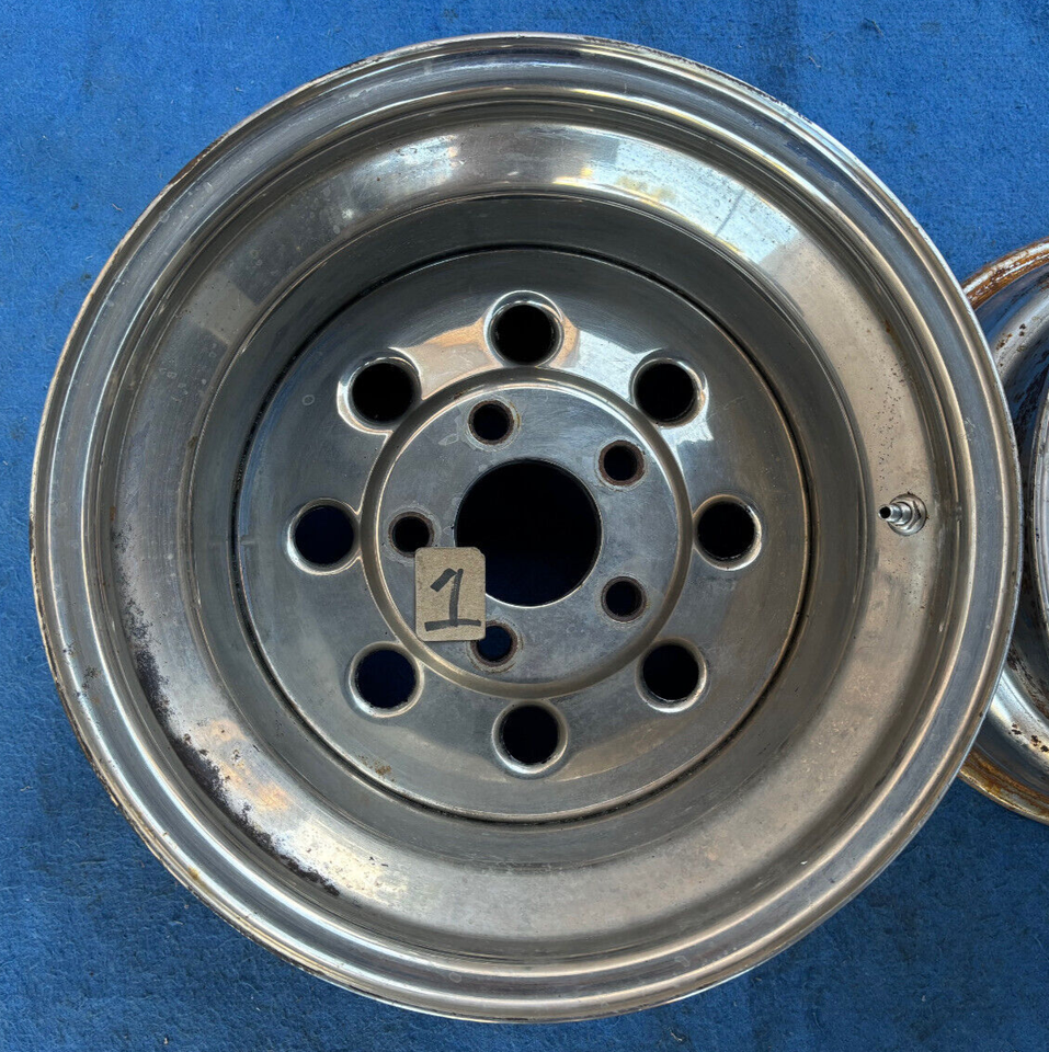 (2) 15" VINTAGE CT&W AUTO DRAG STYLE CHROME STEEL WHEELS 15X10 RIMS 5X5 ...