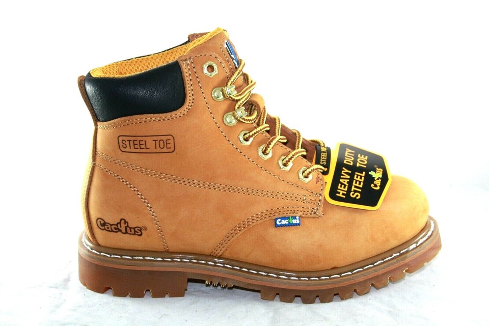 CACTUS FOOTWEAR WORK BOOT 611S TAN STEEL TOE OIL RESISTANT NUBUCK ...