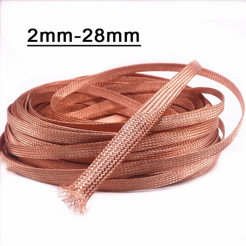 2/4/6/8/12/14/18/25mm Flat Pure Copper Braid Cable Bare Copper Braid ...
