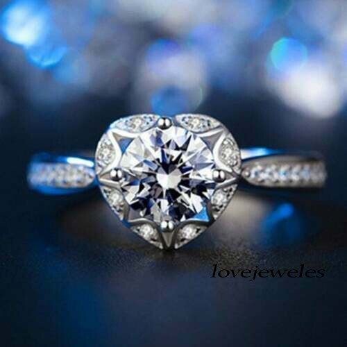 2.50CT Round Lab Created Diamond Heart Shape Engagement Wedding 925 ...