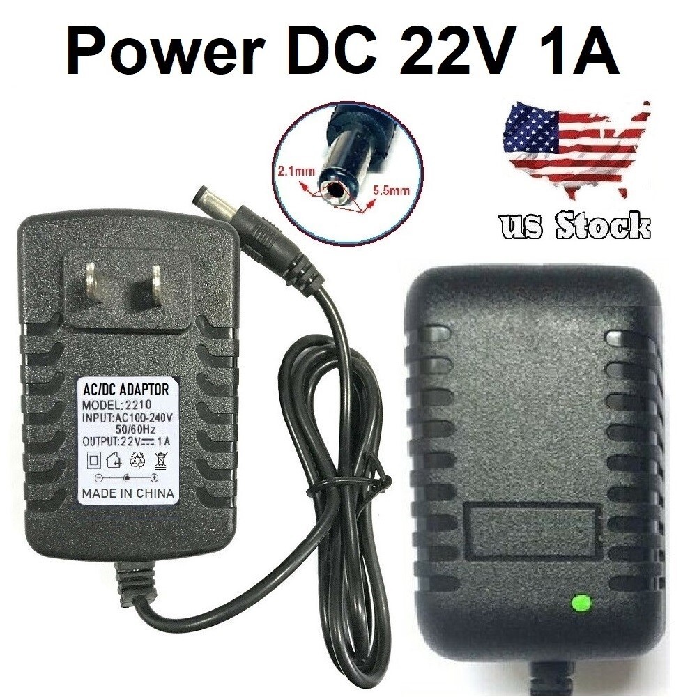 22V 1A 1000mA AC/DC 110-240V Converter Adapter Wall Charger Power ...