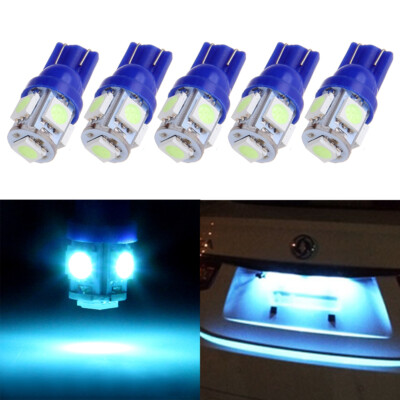 5x T10 5-5050-SMD Ice Blue LED Bulbs For Cab Marker Instrument Cluster ...