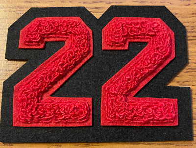 LETTER JACKET LETTER SWEATER 2" YEAR NUMBER PATCH 22 FOR 2022 BLACK RED ...