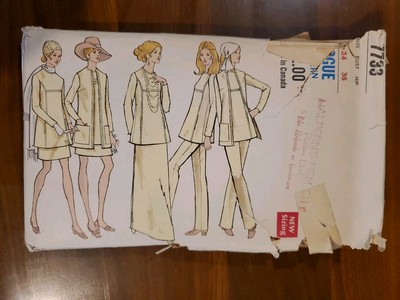 Vtg 1960s Vogue 7733 Tunic Jacket Skirt Pants Sewing Pattern Size 12 ...