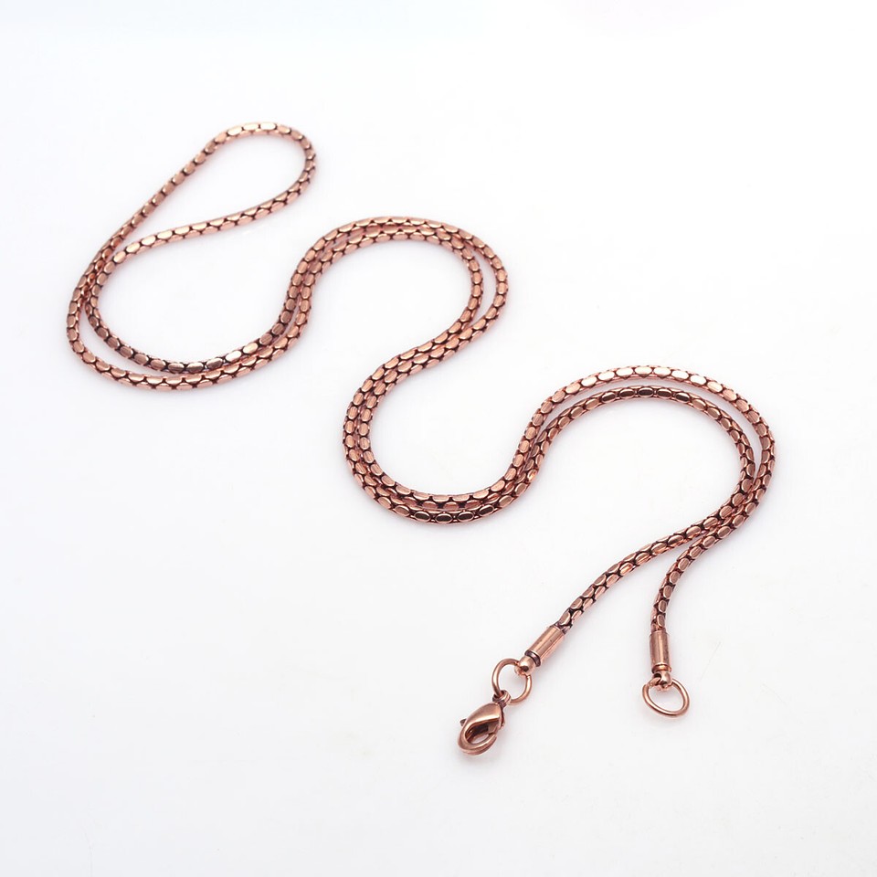 100% Oxidized Pure Copper Box Chain Herringbone Necklace Gift For ...
