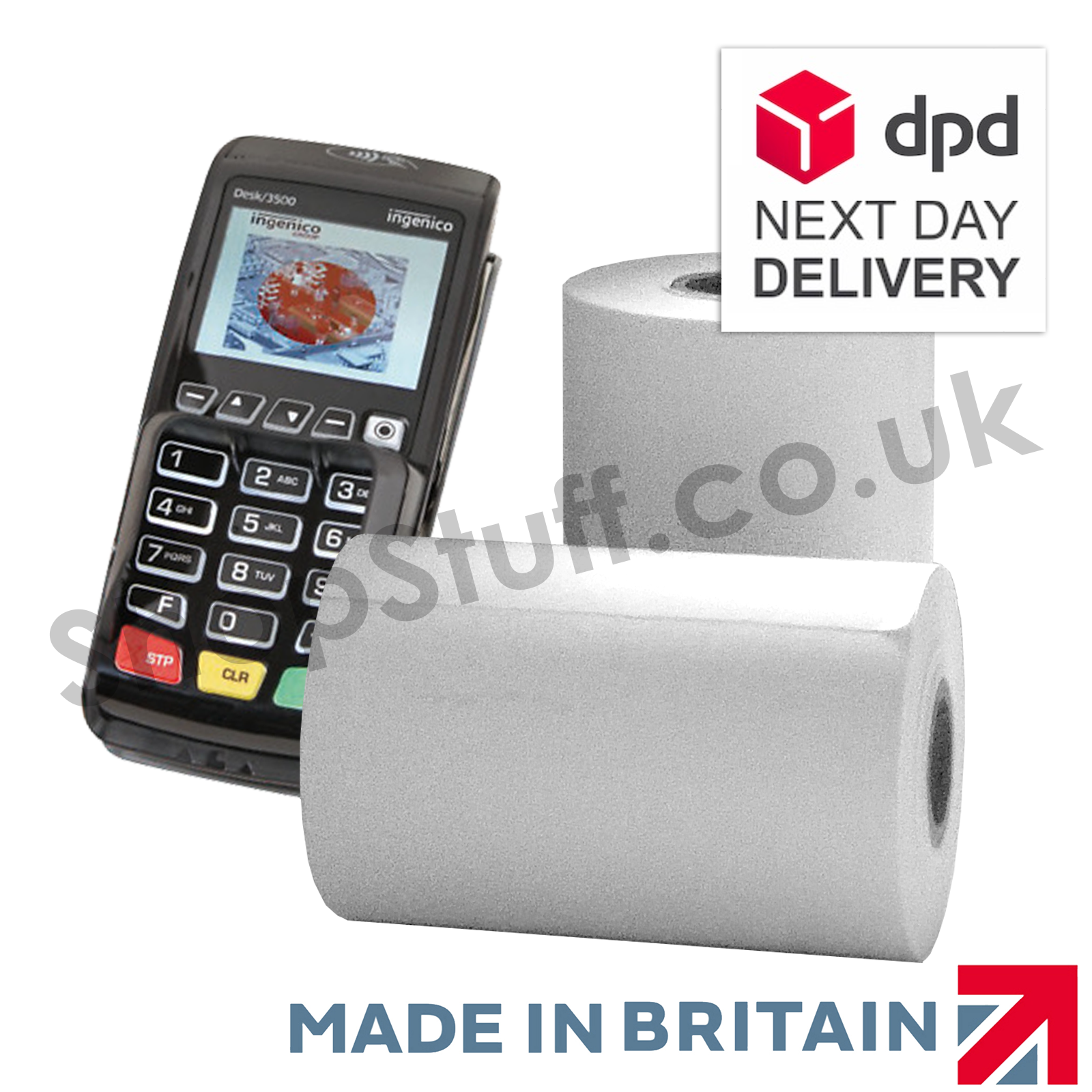 BOX OF 20 ROLLS - for the Ingenico Desk 3500 57x40 Thermal Paper Rolls ...