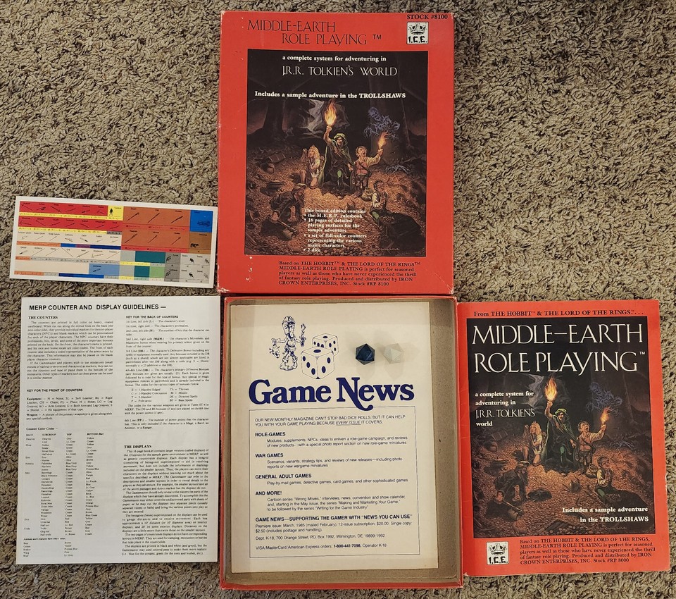 1986 Middle-Earth Role Playing Game and MERP Expansion Materials Lot ...