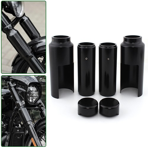 Gloss Black Upper Lower Fork Covers Tube Caps For Harley Softail ...