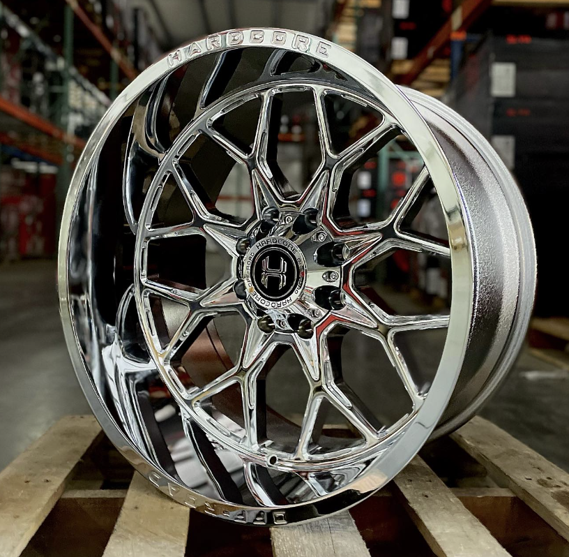 4x 24x12 Hardcore HC104 Wheels with tires package Chrome 5x5 Jeep 5x127 ...