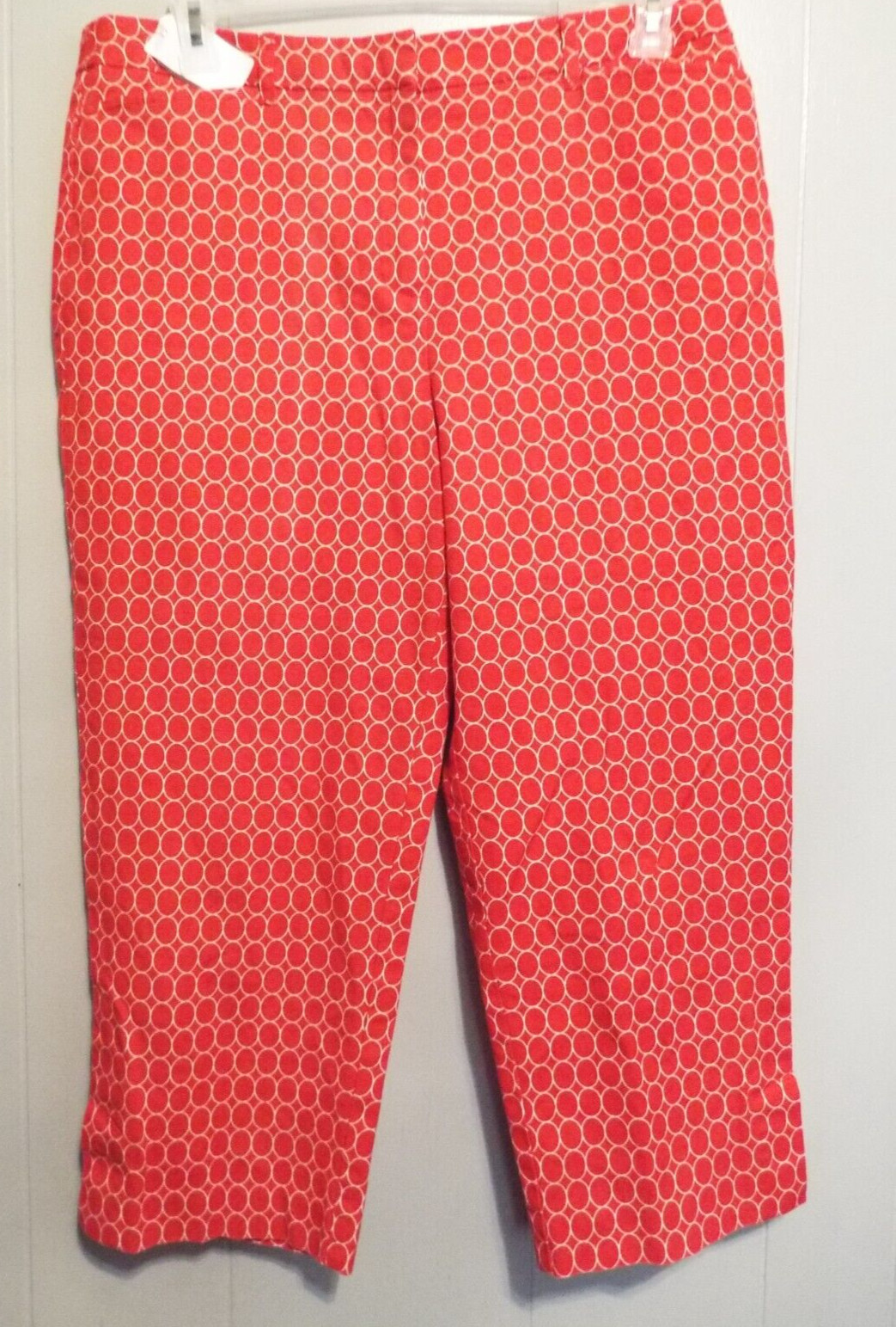 Talbots capri pants zip front red design pockets cott… - Gem