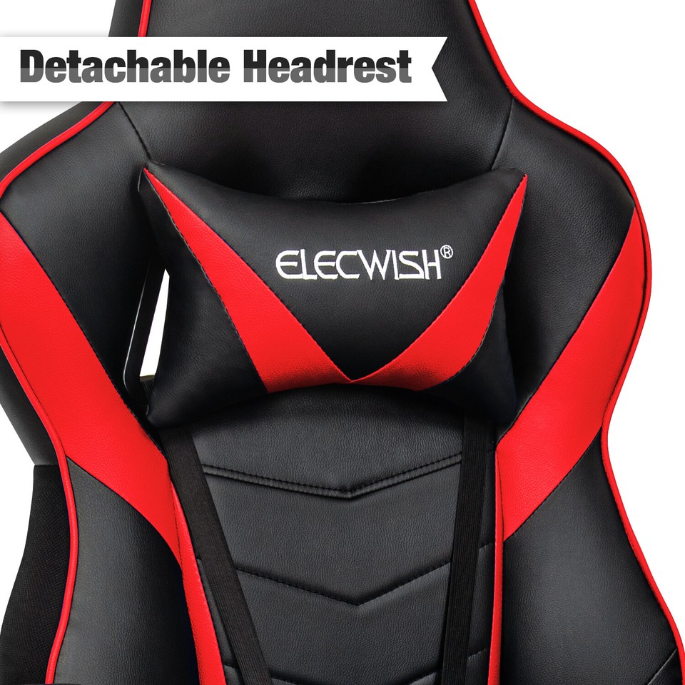 ELECWISH Gaming Chair Racing Ergonomic Office Chair PU Leather Recliner ...
