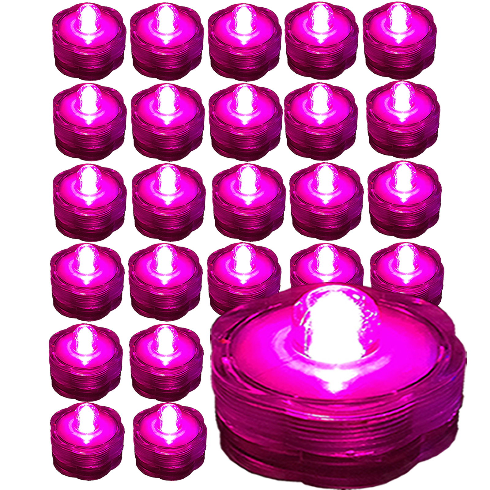 24 Pack PINK Submersible Waterproof Underwater Battery LED Tea Light ...