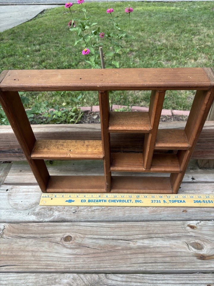 Vintage Solid Wood Knick Knack Collectible Shelf Hanging Wall Display ...