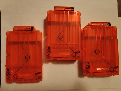 3x Nerf n Strike Elite Dart Gun 6 Round Ammo Magazine Clip Lot | eBay