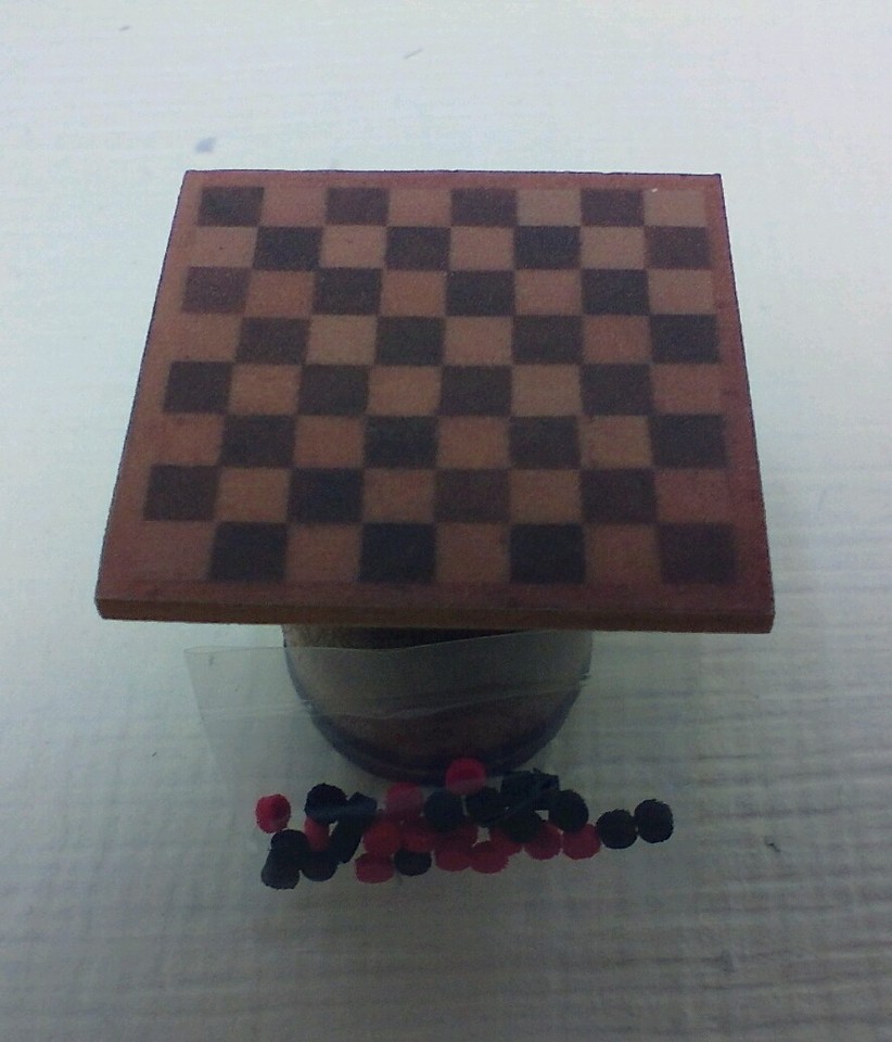 Dollhouse Miniature Handcrafted Old Time Checkerboard on Barrel with ...