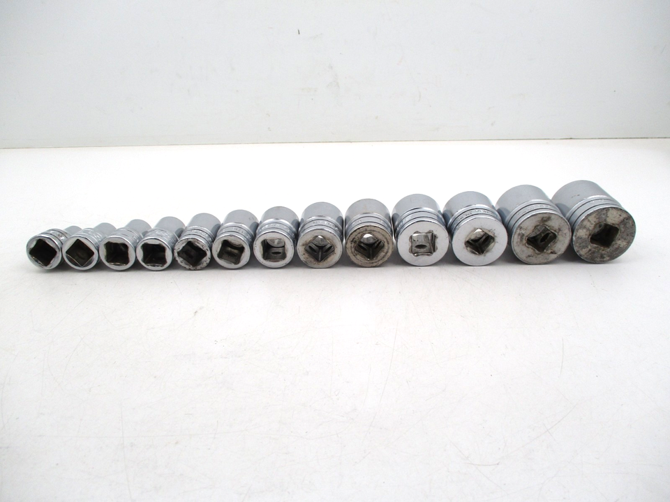 SNAP-ON 13 Pc SAE Shallow Socket Set 1/2" Drive 12 Point 3/8" to 1-1/8 ...