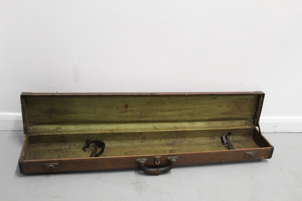 Vintage Empty Rifle Shotgun Hard Case Well Used Canvas Leather 111cm ...
