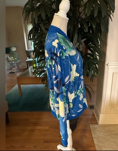 💙💙IMAN Royal Blue Floral Print Reversible Twinset Baseball Jacket Size ...