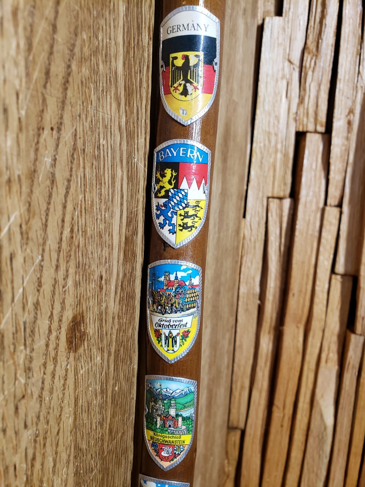 Antique-Vintage German Hiking/Walking Stick-Cane 11 Medallions Badges ...