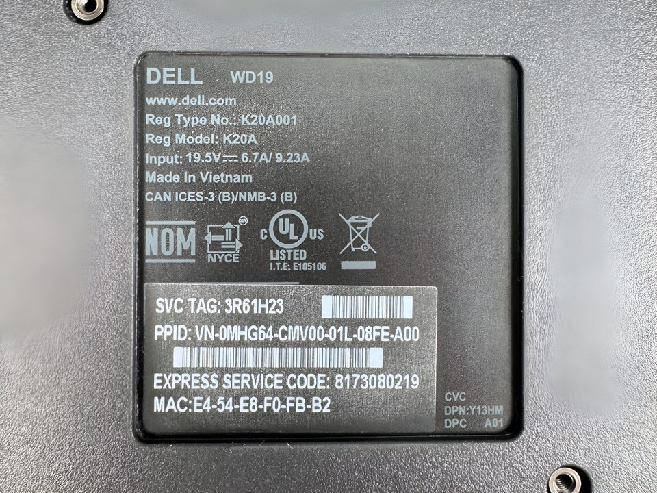 Dell USB-C Dock Station for Precision 5550 5560 5570 5680 w/ OEM 180W ...