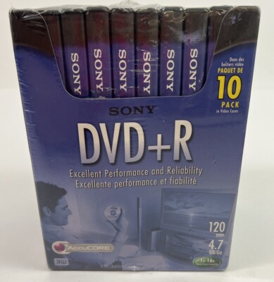 10 PACK Sony DVD+R 4.7 GB Recordable DVDs in Case 120 Minutes | eBay