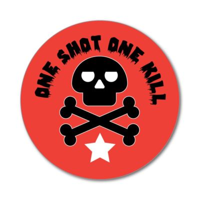 One Shot One Kill Skull Gun Stars Red Funny Hot Rods Car Sticker Decal ...