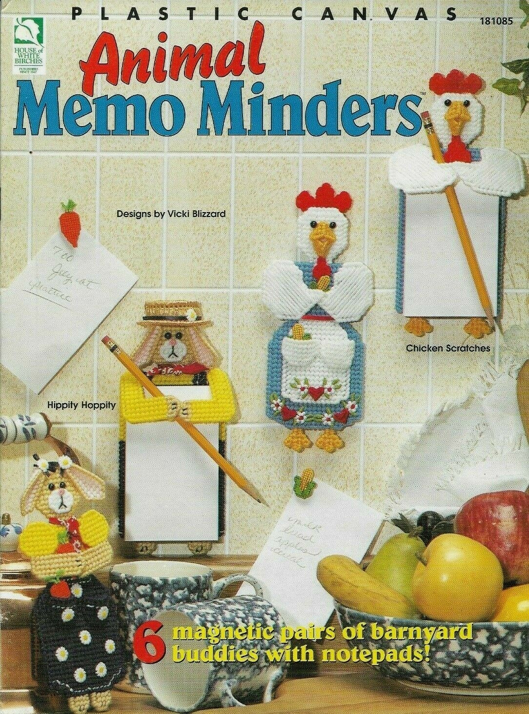 NEW ANIMAL MEMO MINDERS 6 PAIRS NOTEPAD HOLDERS PLASTIC CANVAS PATTERN ...