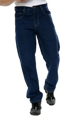 Mens Georgio Peviani Loose Fit Dark Wash Denim Jeans Comfortable ...