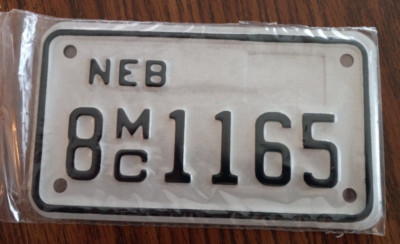 90's Nebraska Hall County Motorcycle License Plate 8MC1165 ~ Original ...