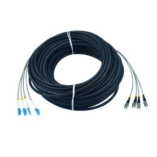 60M Field Outdoor Fiber Cable LC-FC 4 Strand 9/125 Single Mode Fiber ...