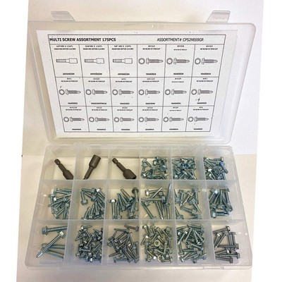 GRAINGER APPROVED CPS2NE69GR Self-Drilling Screws Assortment,std ...