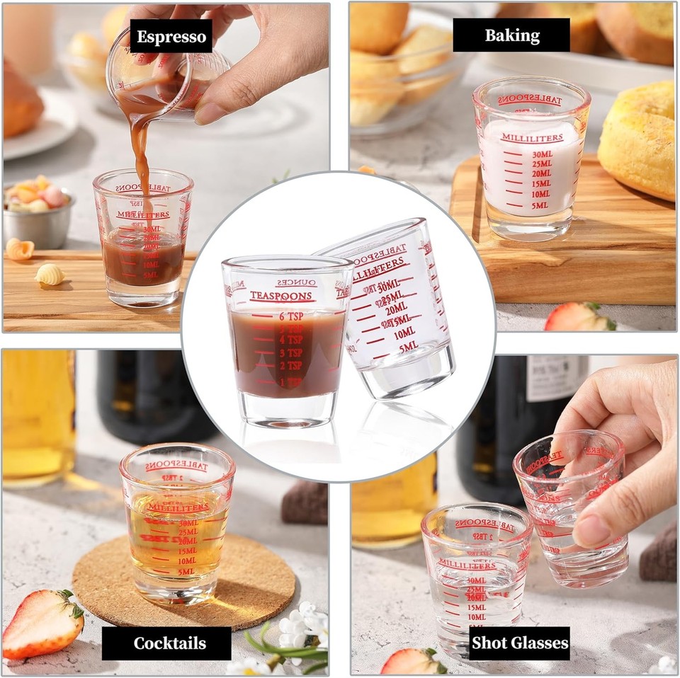 Shot Glass Measuring Cup, 2PCS Measuring Shot Glasses, Thick Base ...