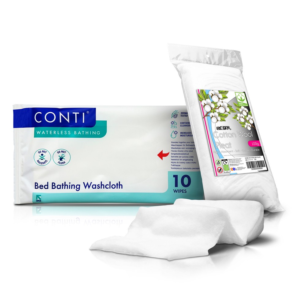CONTI Waterless Adult Bed Bathing Wet Wipes Cloths Kit - Fragrance Free ...