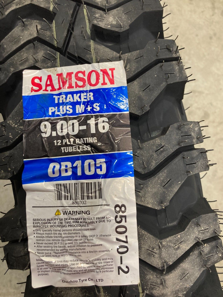 9.00-16 Samson Bias Traker Plus M+S Mud Snow 12 ply Tubeless TL 9.00x16 ...