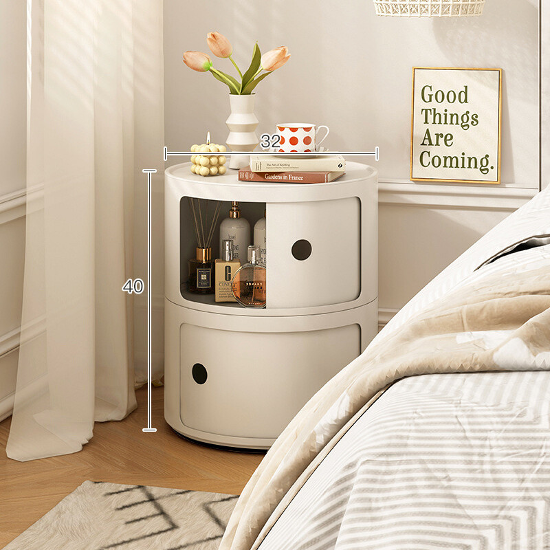 Round ABS Bedside Cabinet Cupboard Drawer Storage Unit Bathroom Bedroom ...
