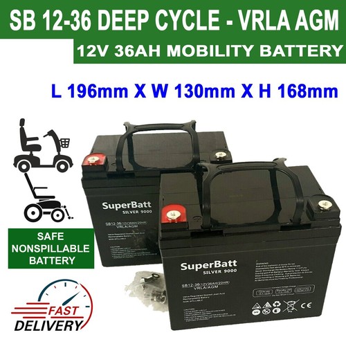 Pair - 2 x SB 12V 36AH (33AH 34AH 35AH) MOBILITY SCOOTER WHEELCHAIR ...