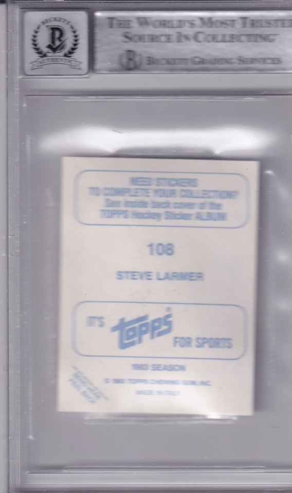 BECKETT 10 1983-84 STEVE LARMER TOPPS STICKER "83 CALDER" SIGNED ROOKIE ...
