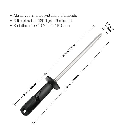 SharpAL 10" Diamond Sharpening Steel Extra Fine Grit Knife Sharpener ...