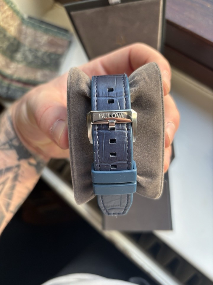 Bulova Marine Star Men's Automatic 96A291 Blue Dial 44mm Watch with Box ...