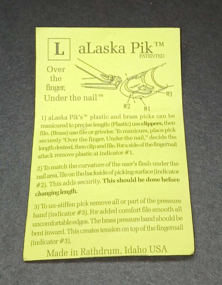 Patented Alaska Pik (Pick) 4 Guitar or Banjo Finger Pick Large Brass | eBay
