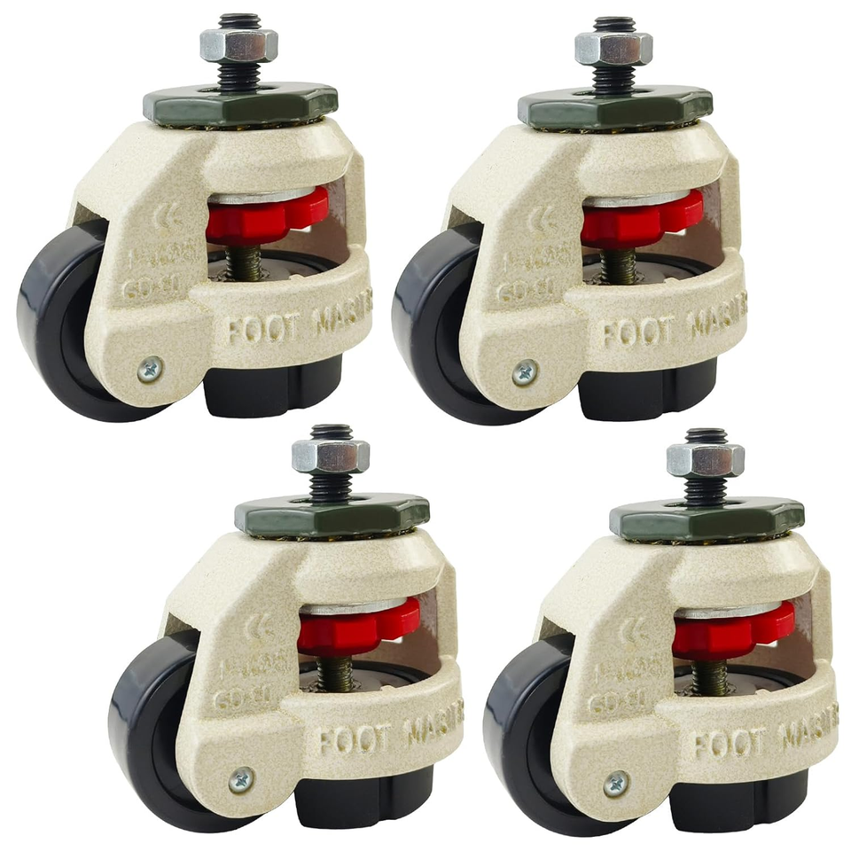 4 PCS 2 Inch(50mm) Leveling Machine Stem Casters Retractable Rubber ...