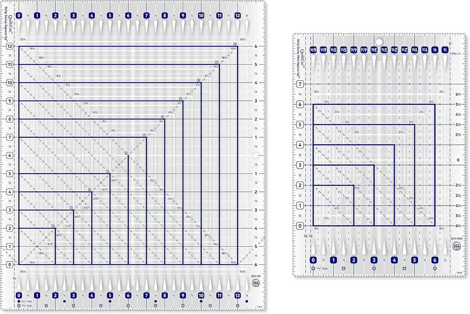 Strip Savvy Square up Slotted Quilting Ruler Bundle, QC2-SU and QC3-MSU ...