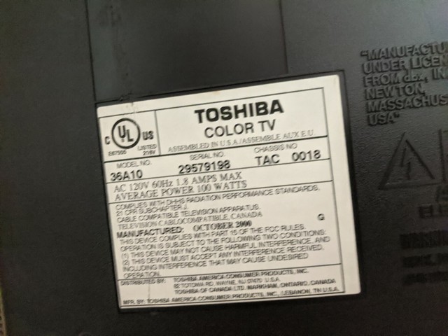 Toshiba 36A10 36" CRT Television for sale online | eBay