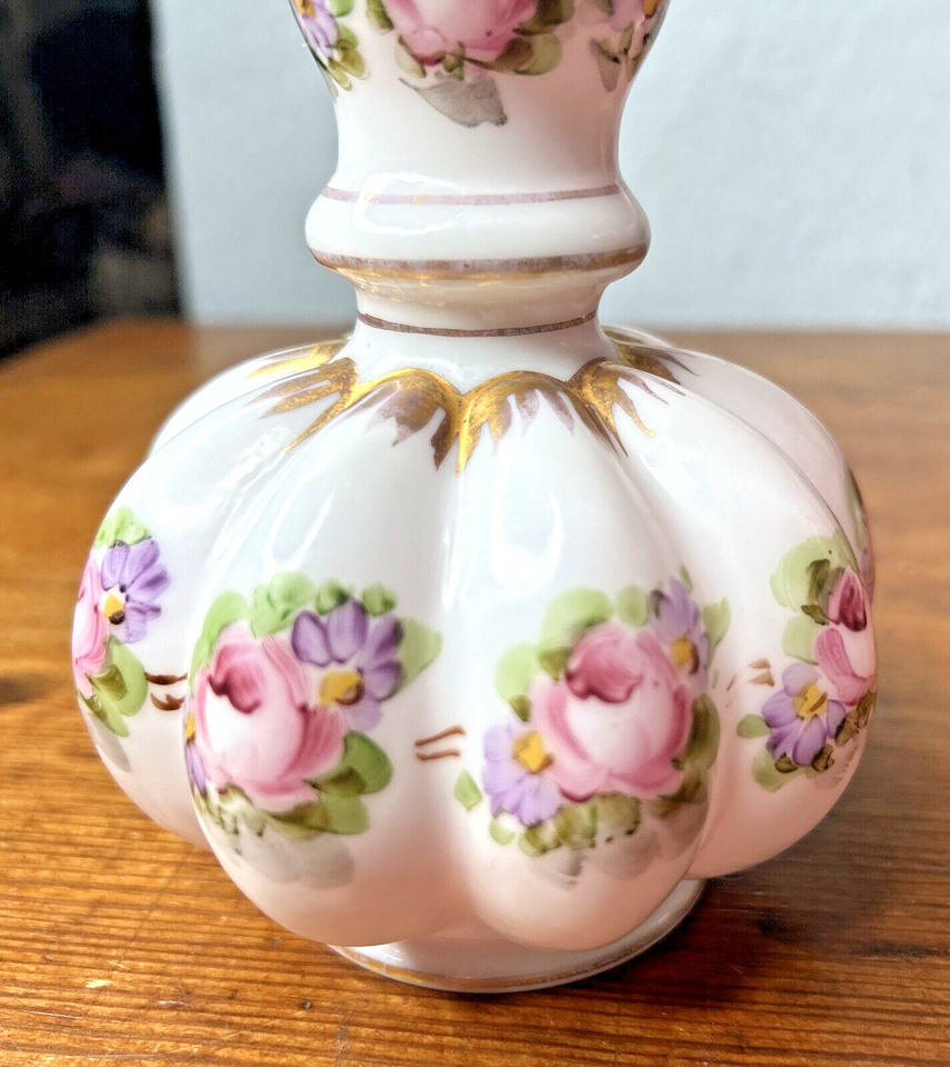 Fenton Hand Painted Charleston Melon Crest Floral Vase 6 inches | eBay