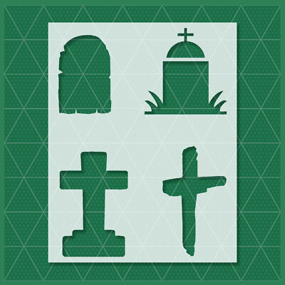 Cemetery Crosses Stencil – Halloween, Gothic, Graveyard, Spooky ...