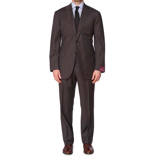 SARTORIA PARTENOPEA Diplomat Brown Super 150's Handmade Suit EU 56 US ...