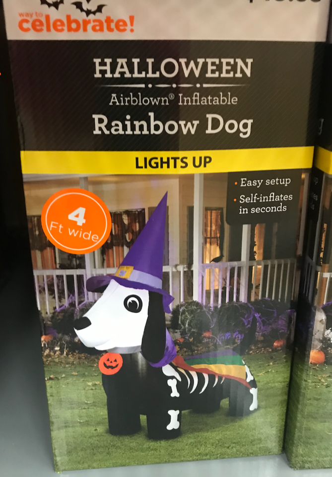 Rainbow Halloween Witch Dog Inflatable Airblown Gemmy 4 Ft Wide NEW ...